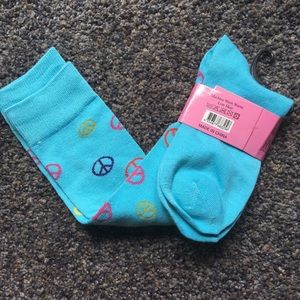 Accessories | Nwt Blue Peace Sign Socks | Poshmark
